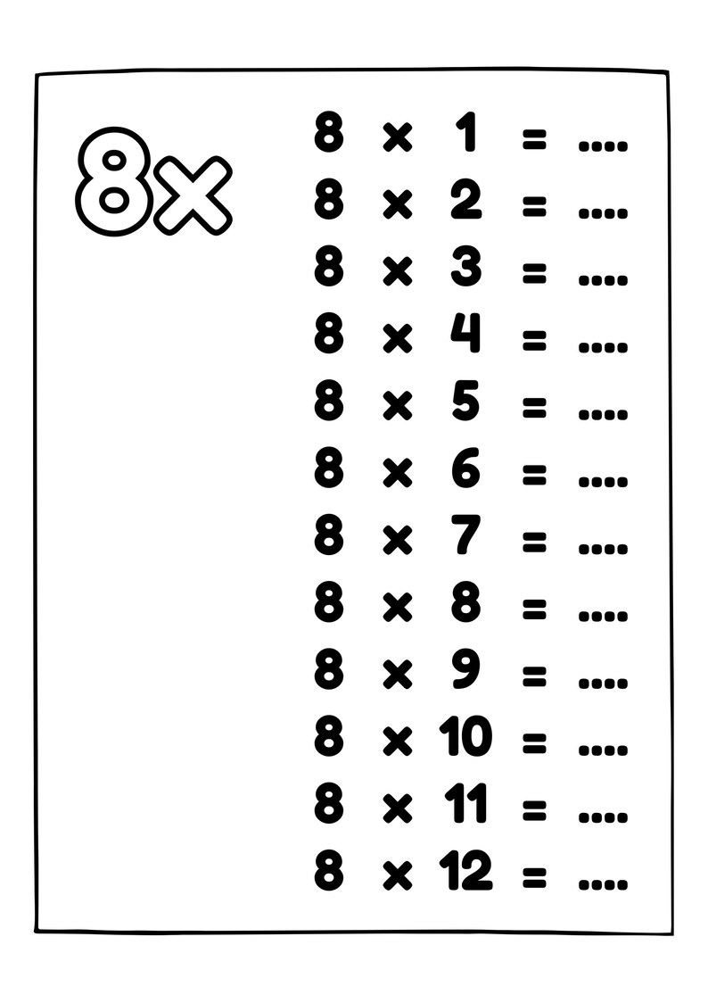 Printable Times Tables 1-12 – Simple Multiplication Charts (PDF ...