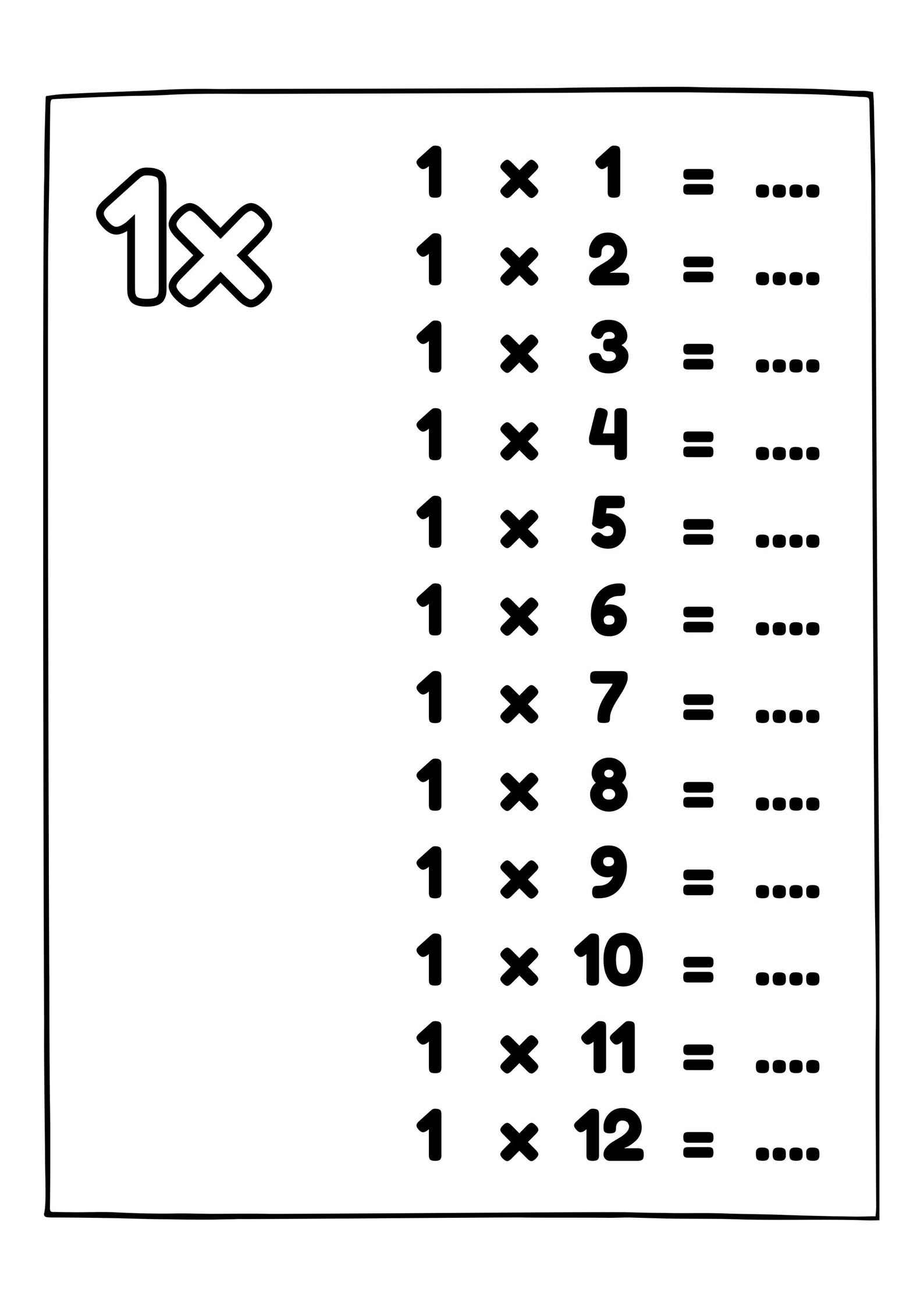 Printable Times Tables 1-12 – Simple Multiplication Charts (PDF ...