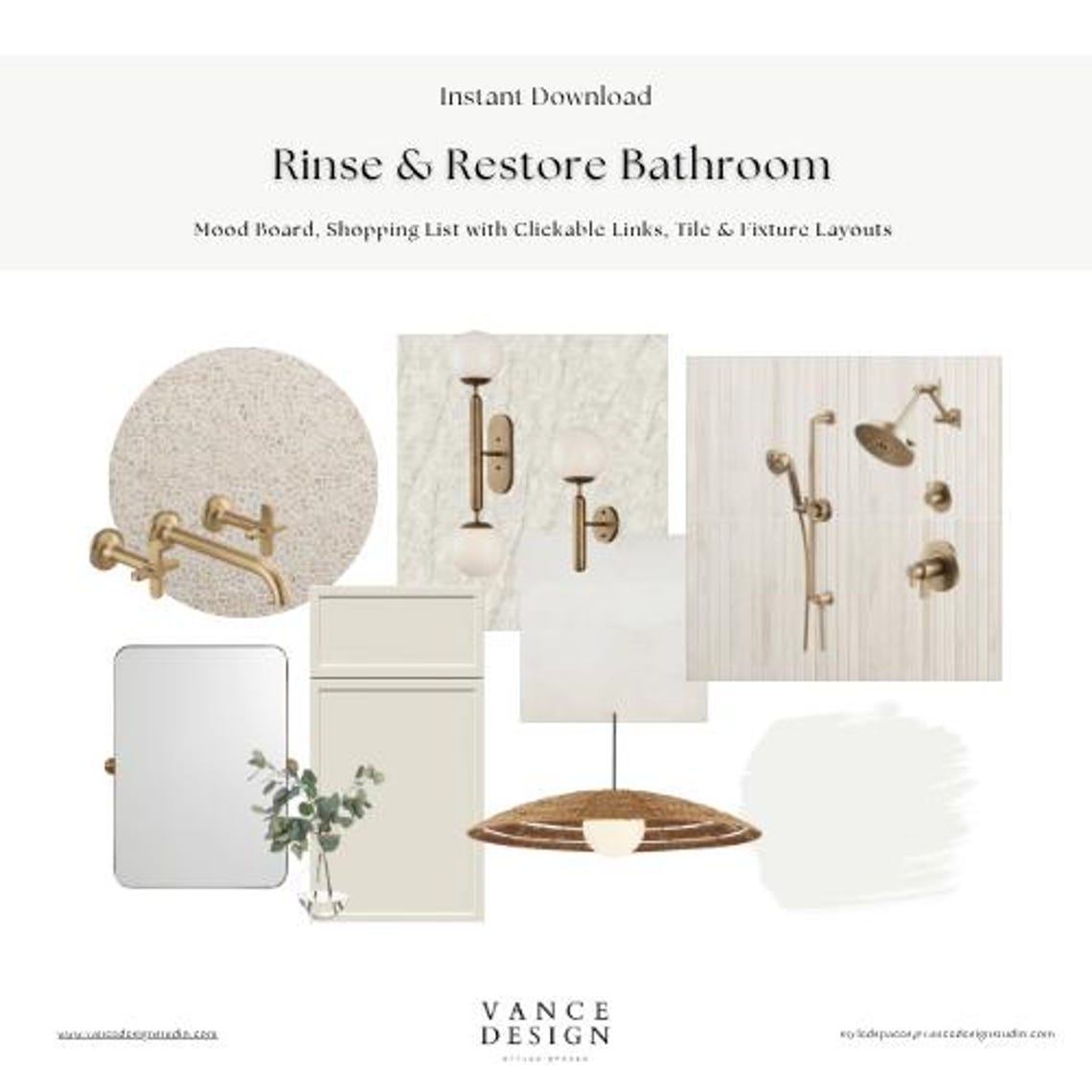 Rinse and Restore Bathroom | Neutral Spa Mood Board With Layouts ...