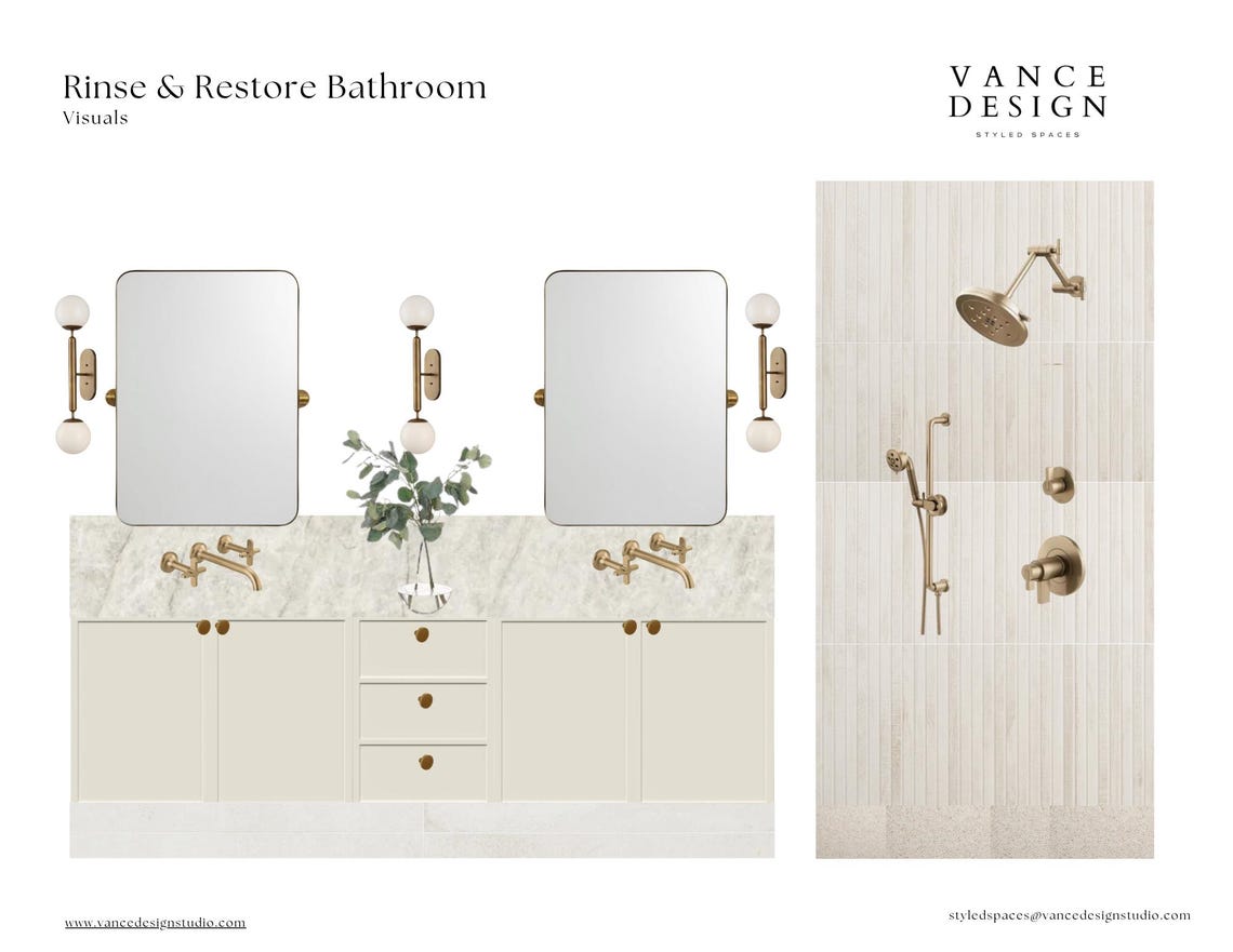 Rinse and Restore Bathroom | Neutral Spa Mood Board With Layouts ...