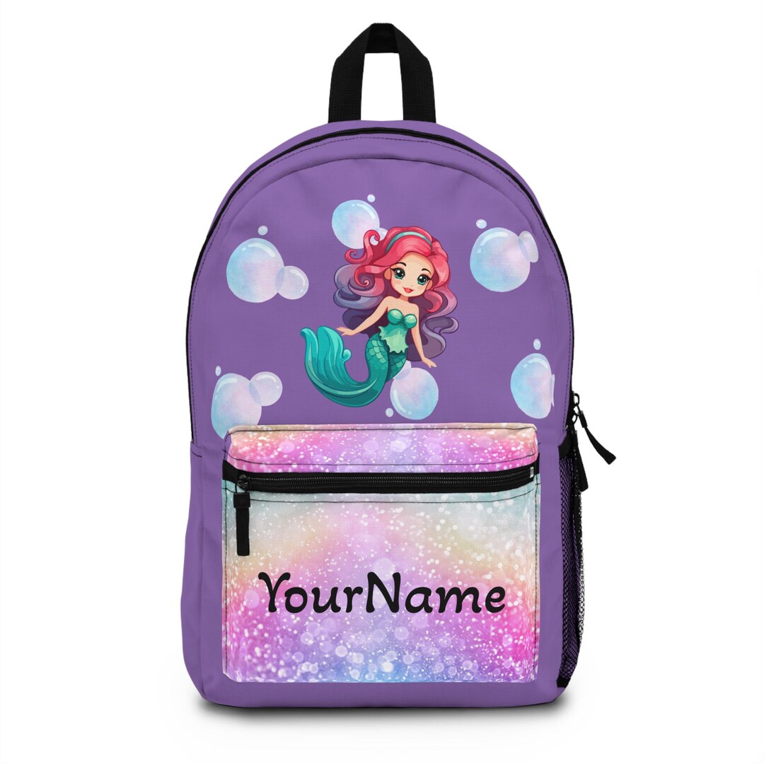 Personalized Mermaid Backpack for Kids, Custom Name School Bag, Cute ...