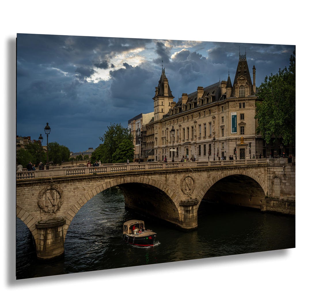 Paris Riverboat Under Bridge Photo With Dramatic Sky Sunrise Light ...