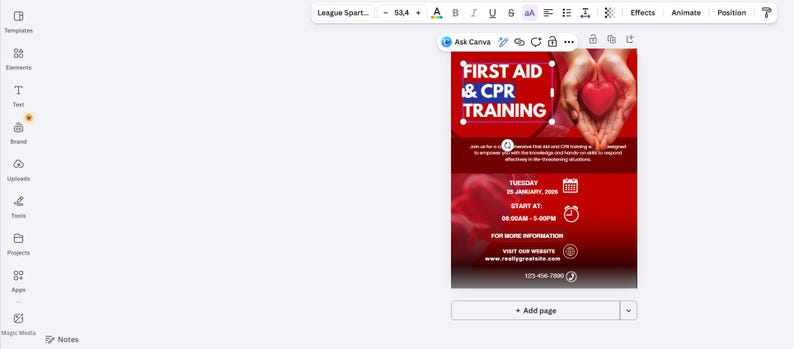 CPR Flyer Template for Canva | Medical Informational Poster - Etsy