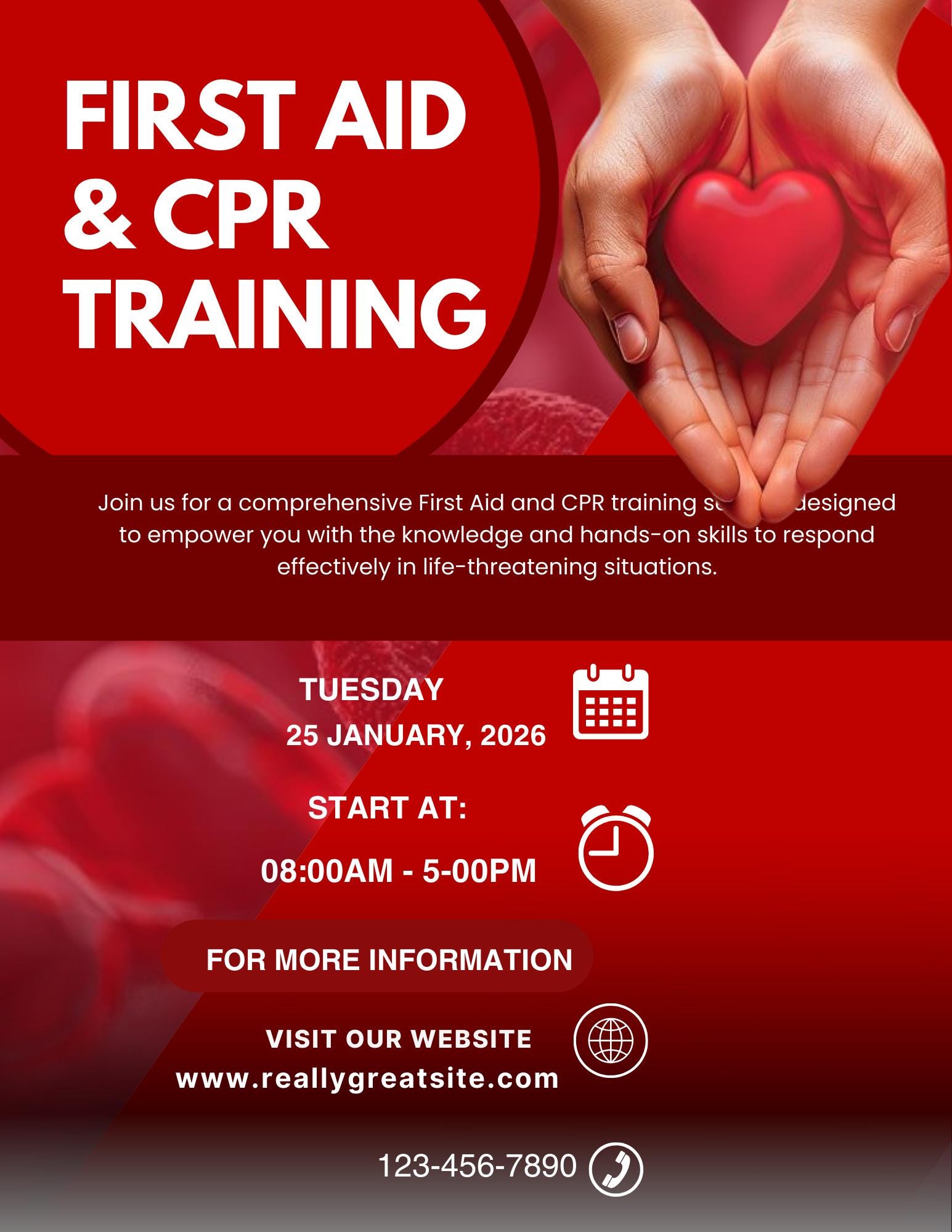 CPR Flyer Template for Canva | Medical Informational Poster - Etsy