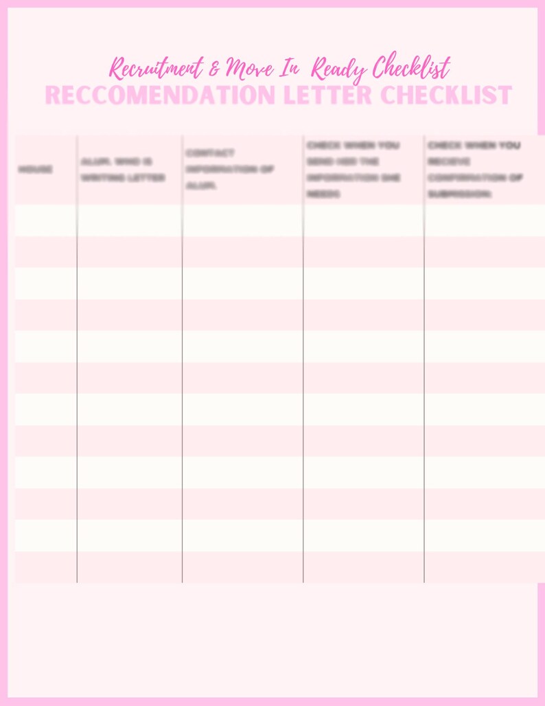 Sorority Rush Checklist & Resume Template: Editable Canva Design - Etsy