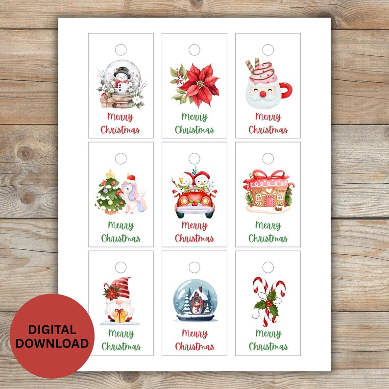 Watercolor Christmas Gift Tags, 18 Printable Holiday Designs (digital ...