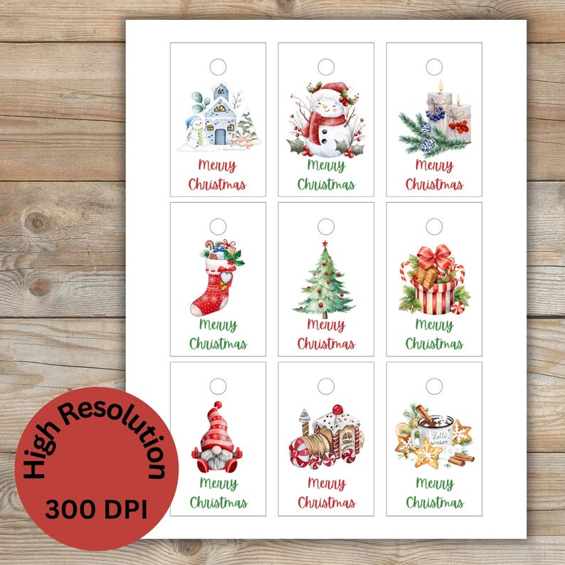 Watercolor Christmas Gift Tags, 18 Printable Holiday Designs (digital ...