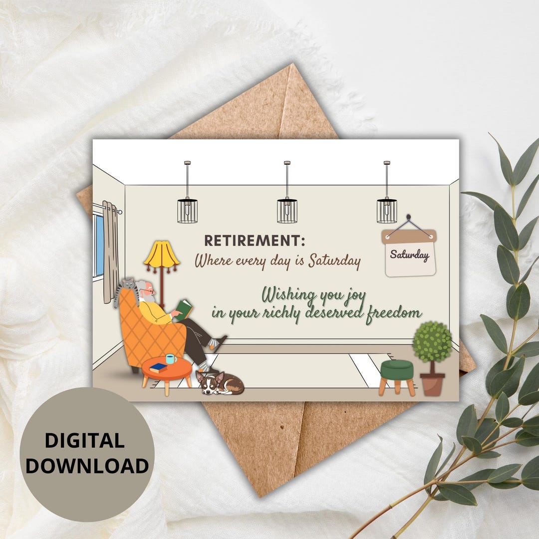Funny Retirement Card Printable, Foldable 5x7 PDF JPG, Office Goodbye ...