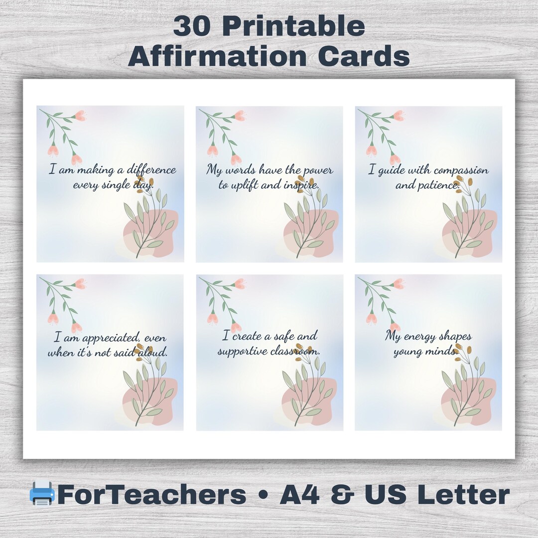 Teacher Affirmation Cards, Printable Motivational Notes, Staff ...