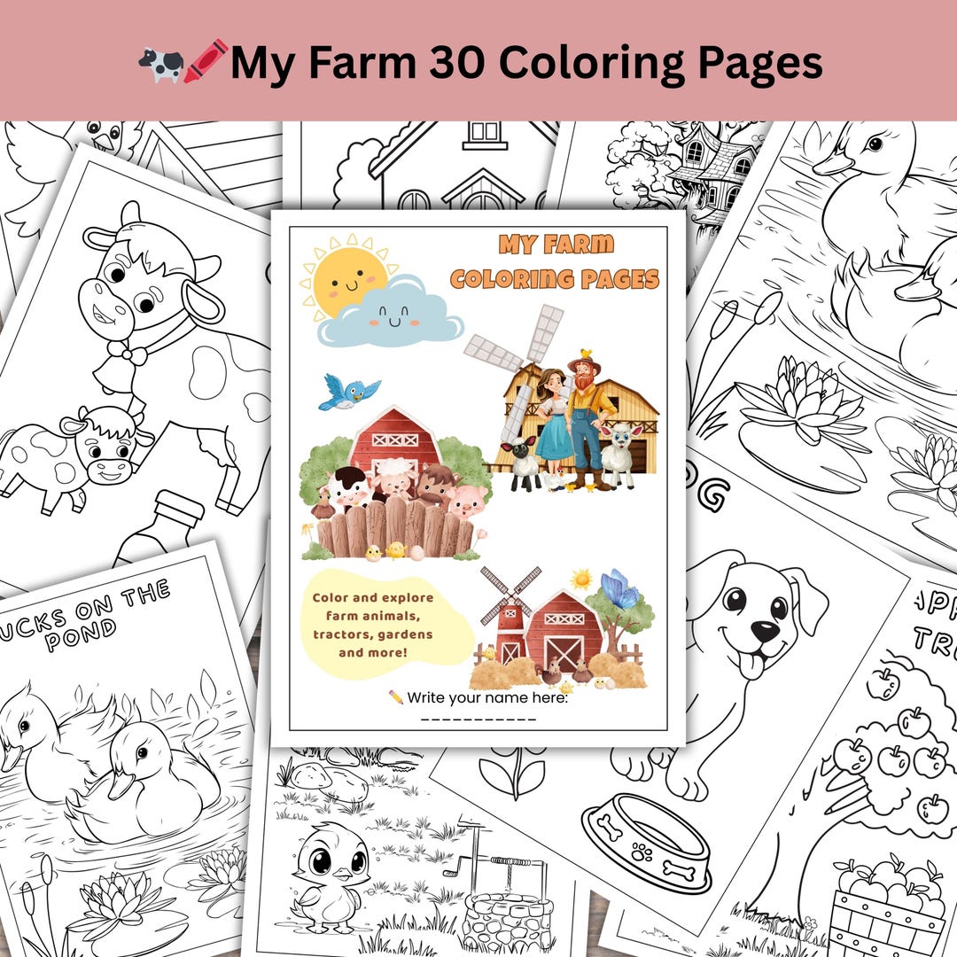 Farm Coloring Pages for Kids, Printable Sheets With Farm Life Scenes ...