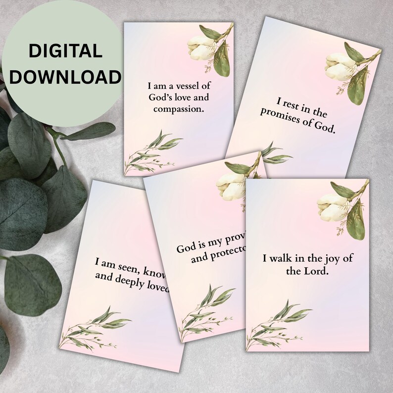Printable Biblical Affirmation Cards, Scripture Verses for Daily ...