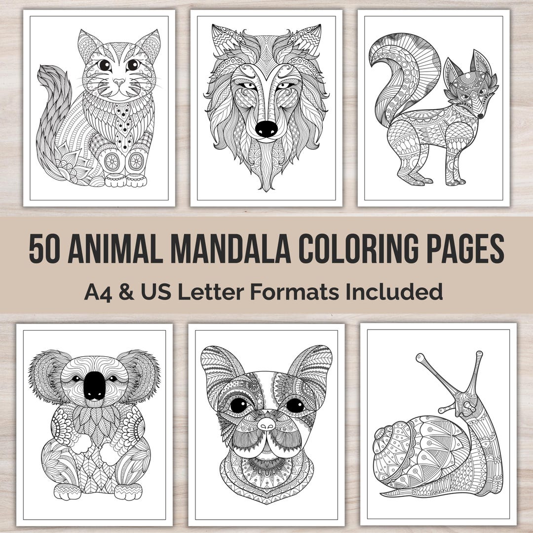 50 Animal Mandala Coloring Pages, Mindful Art for All Ages (PDF) iPad ...
