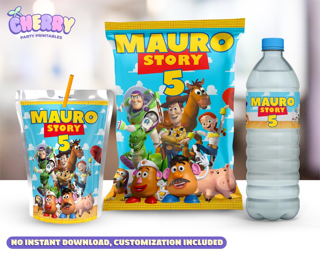 Toy Story Party Bundle - Chip Bag - Capri Sun Labels - Water Bottle ...