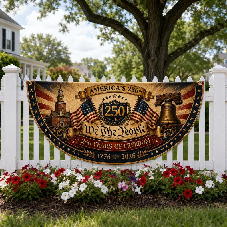 250th Anniversary Semicircle Flag, 250th Anniversary Banner, 1776 2026 ...