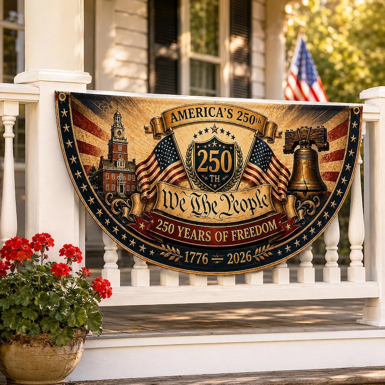 250th Anniversary Semicircle Flag, 250th Anniversary Banner, 1776 2026 ...