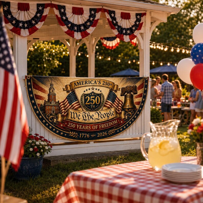 250th Anniversary Semicircle Flag, 250th Anniversary Banner, 1776 2026 ...