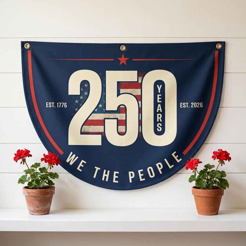 250th Anniversary Semicircle Flag, USA 1776 2026 Banner, 1776 2026 ...