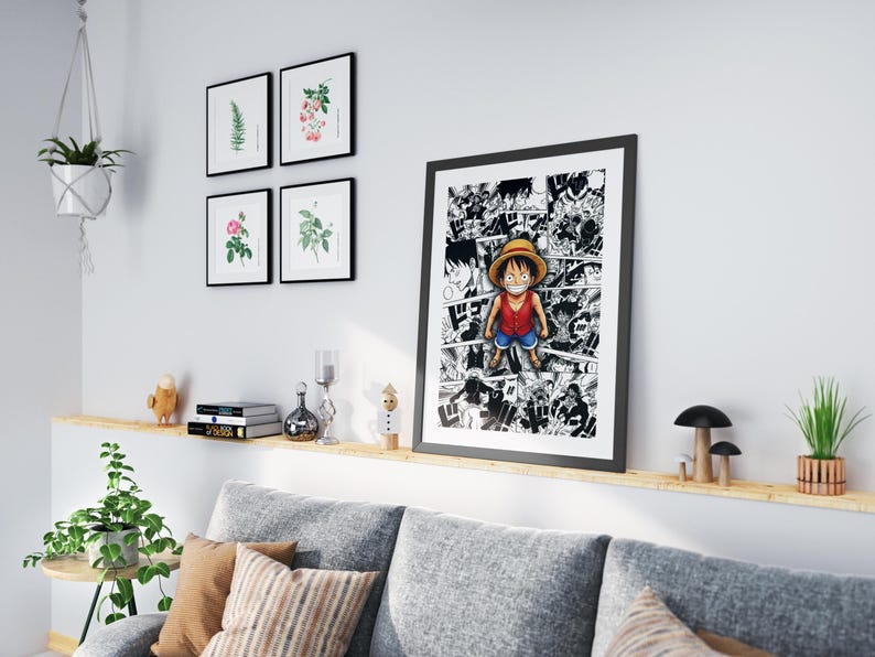 One Piece Monkey D. Luffy Manga Panel Poster | Digital Download | High ...