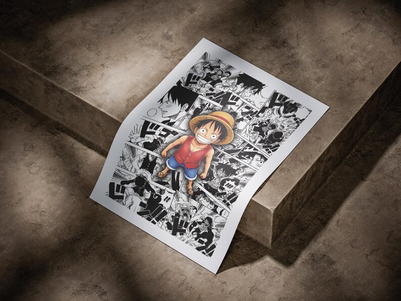 One Piece Monkey D. Luffy Manga Panel Poster | Digital Download | High ...