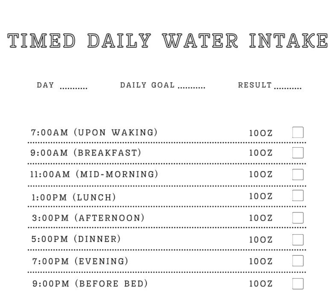 80 Oz Water Tracker Schedule | Printable & Digital PDF | Timed ...