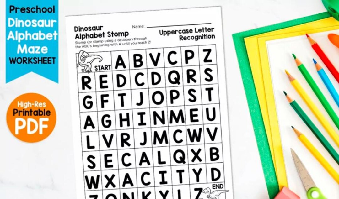 Preschool Dinosaur Uppercase Letter Alphabet Maze - Etsy