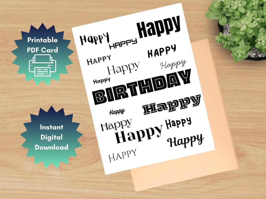 Printable Birthday Greeting Card, Card for Anyone, Generic Card ...