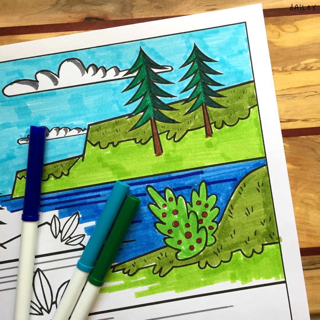 PRINTABLE | Single PDF | Forest Coloring Page - Etsy