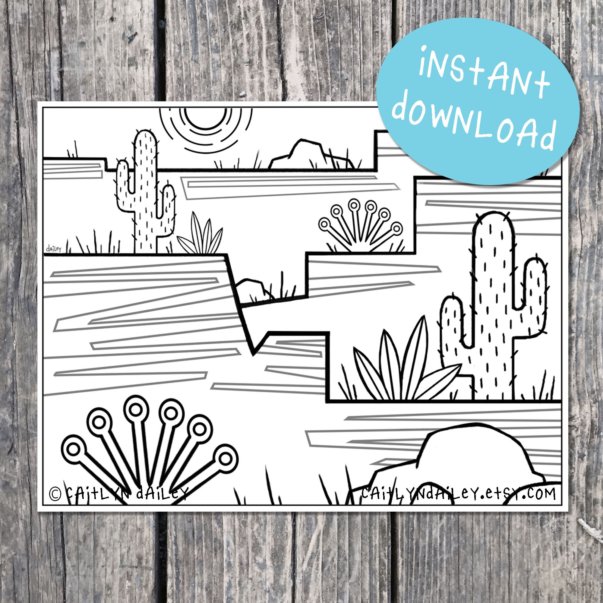 PRINTABLE Single PDF Desert Coloring Page - Etsy