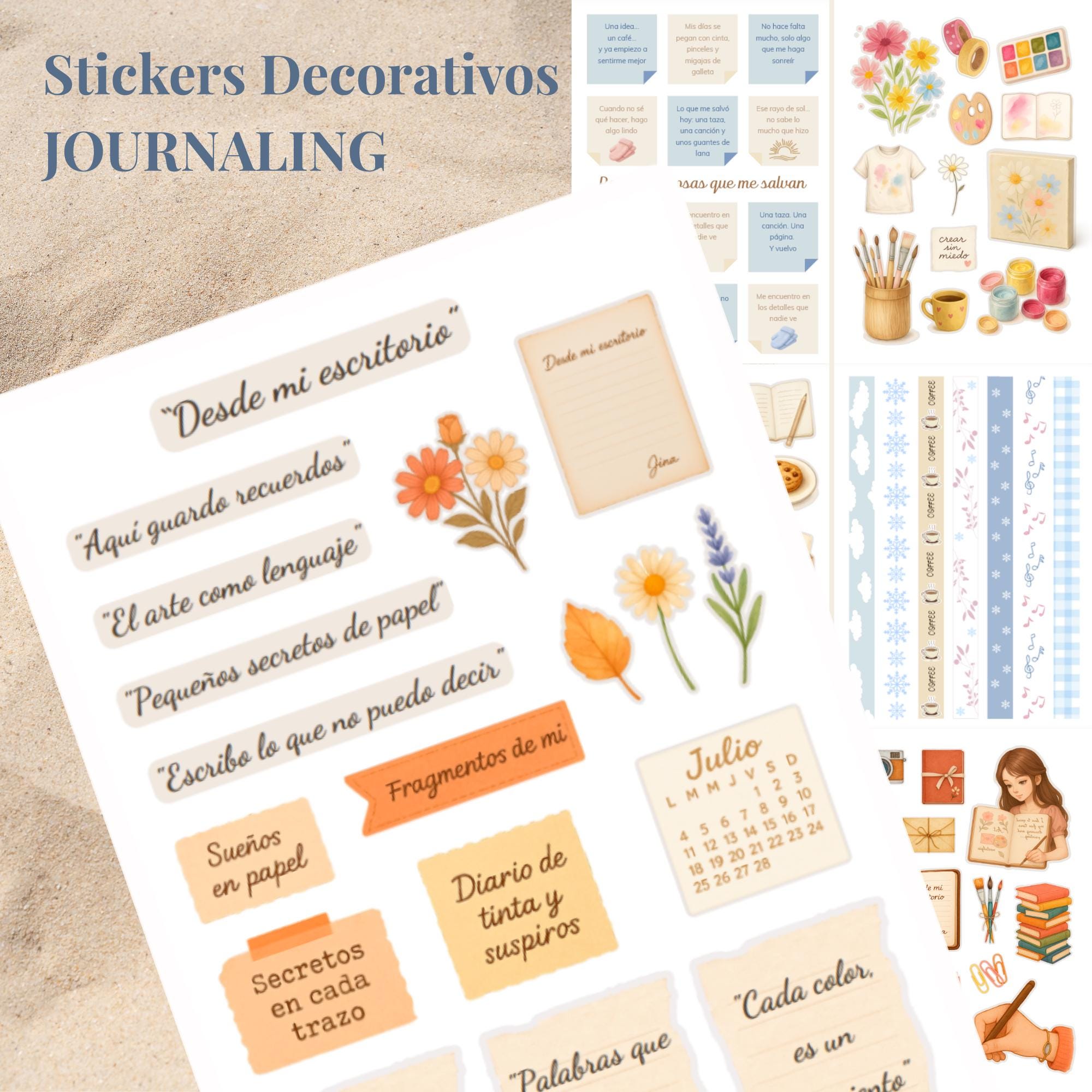 Printable Stickers + Decorative Phrases | Digital Stationery for ...