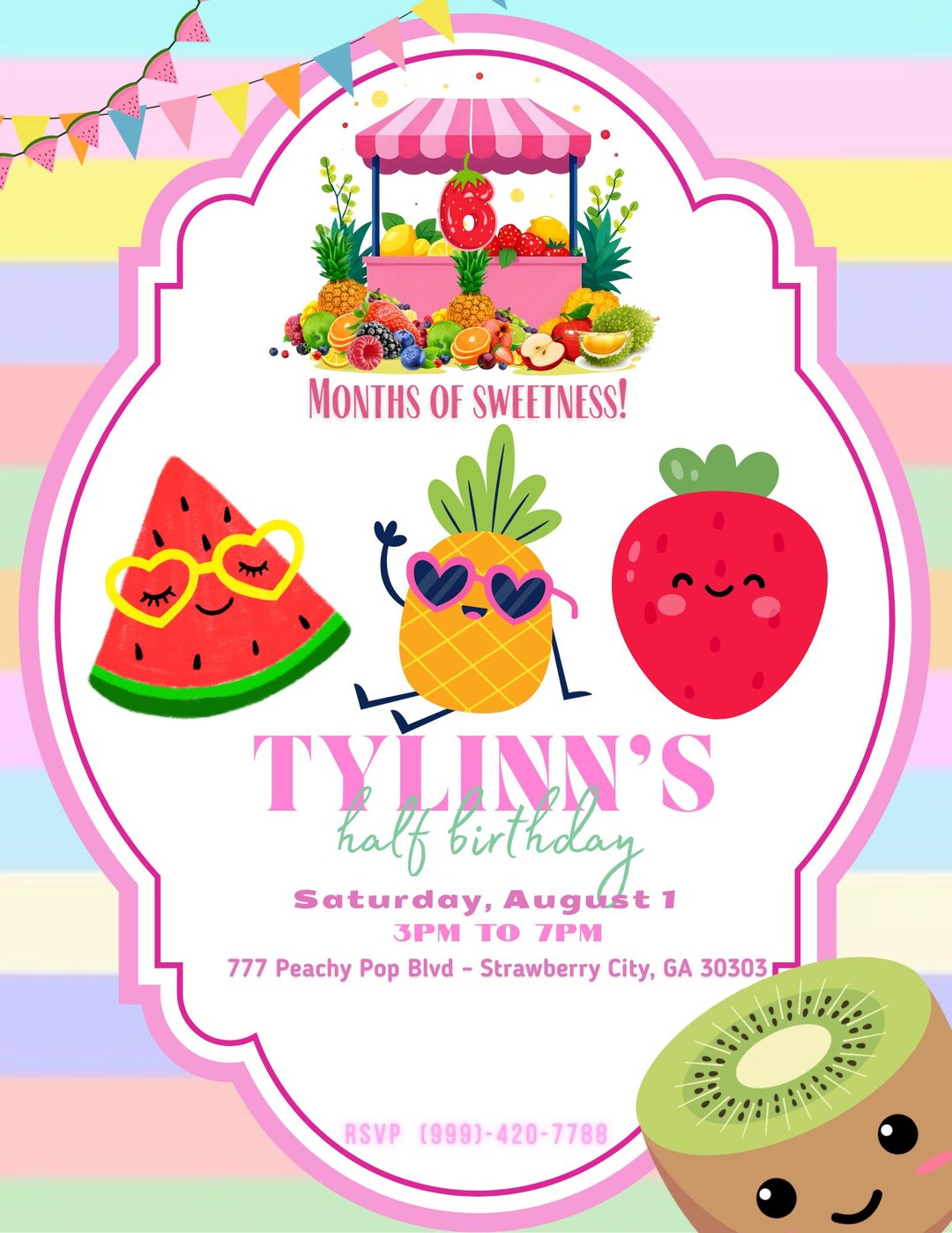 Fruit Birthday Party Invitation: Editable Summer Kids Template (digital ...