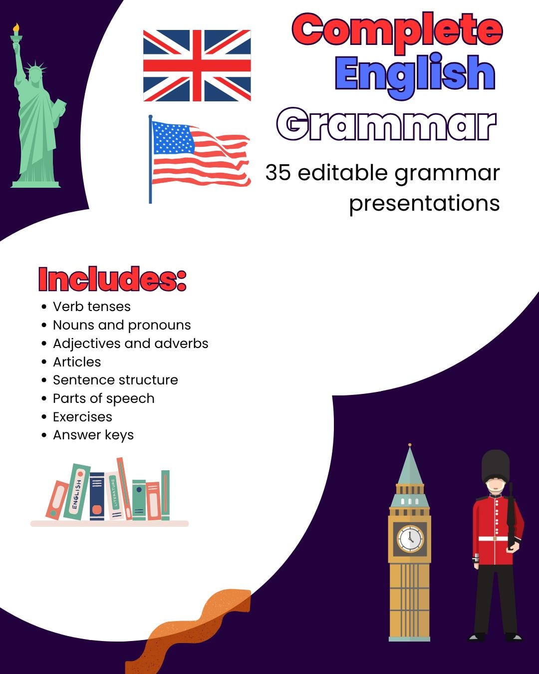 38 Editable English Grammar Presentations | Powerpoint Slides With ...