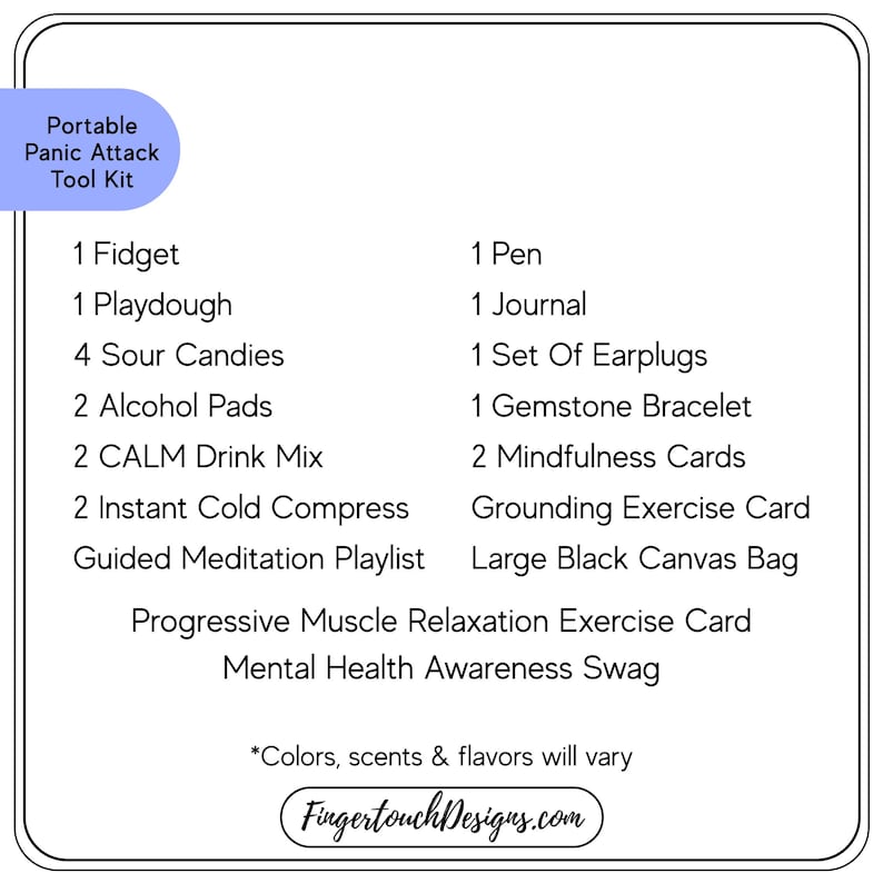 Portable Panic Attack Kit | Anxiety Relief Bag | Grounding Tools - Etsy