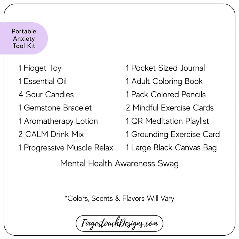 Portable Anxiety Relief Kit – Self Care Bag | Mental Health Gift for ...