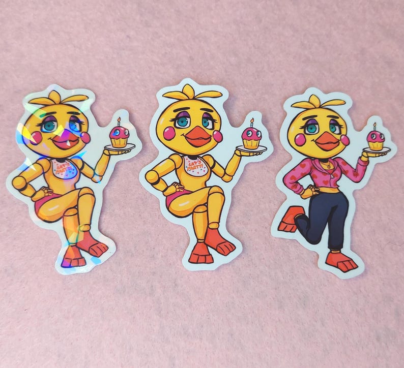FNAF Toy Chica Stickers, Vinyl, Holographic and Alternative Five Nights ...