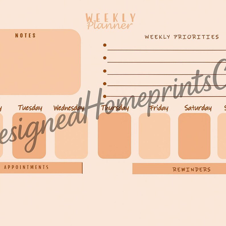 Weekly Planner Printable – Digital Weekly Schedule Organizer – PDF ...