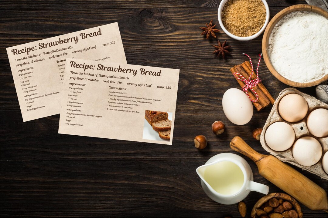 Printable Digital Recipe Card Template | Editable PDF & Canva Download ...