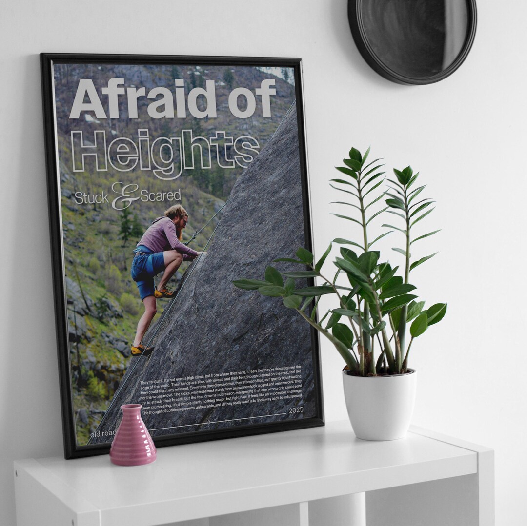 Afraid of Heights – Digital Poster Typography Wall Art Print | Climbing ...
