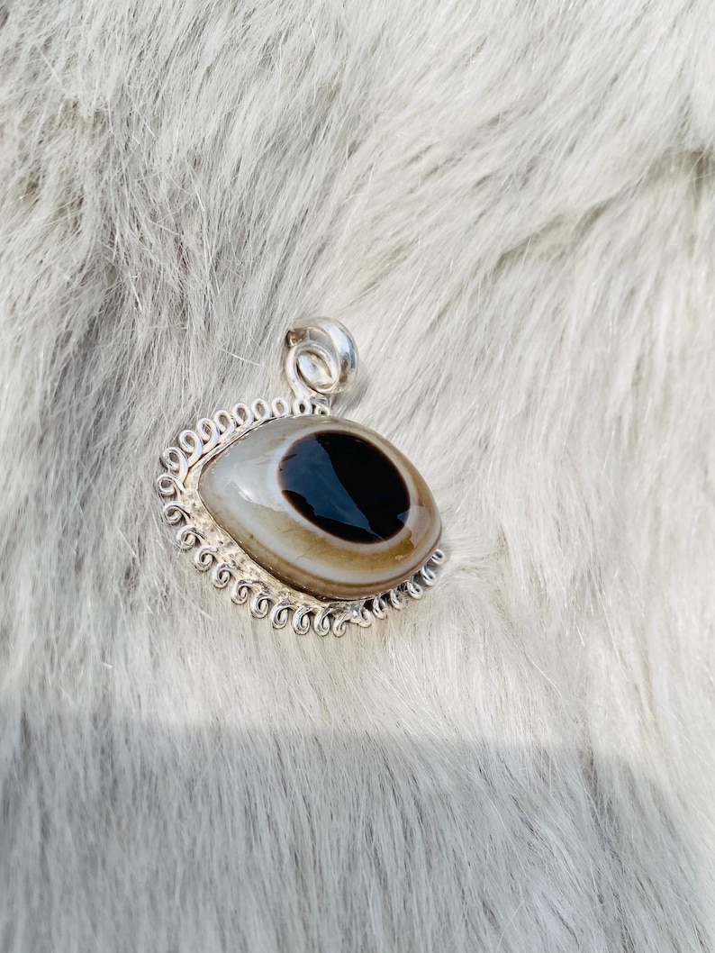 Top Great Eye Agate Pendant Gemstone Sterling Silver Pendant Length 2.5 ...
