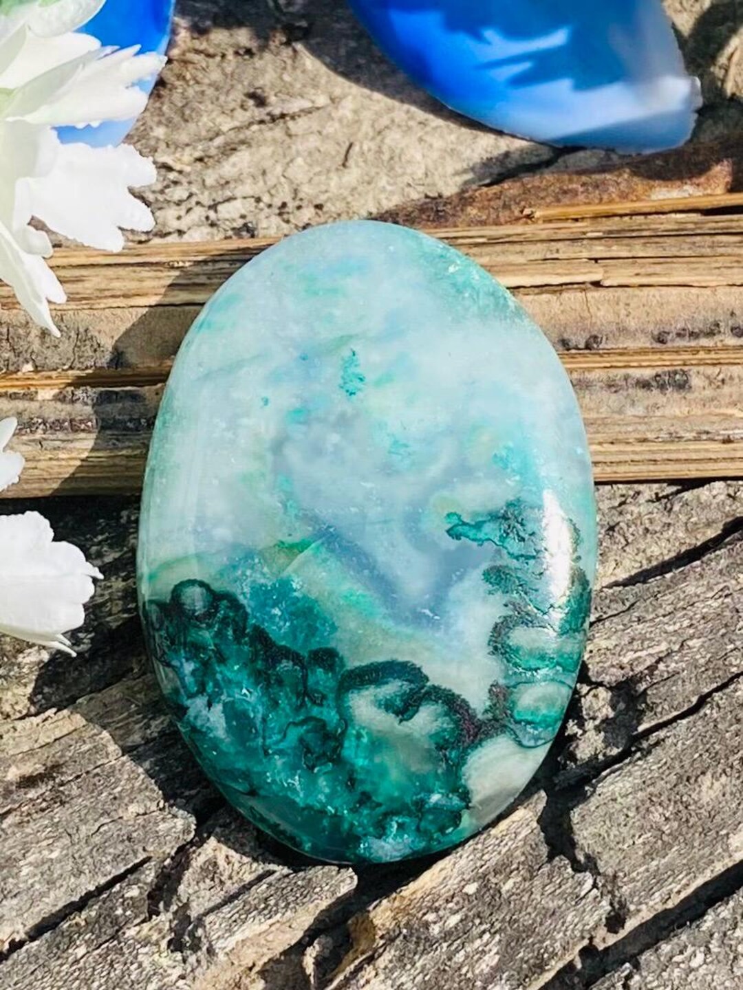 Oval Green Plume Agate Cabochon, Jewelry Making (25X35X6MM, 45.00 CT ...