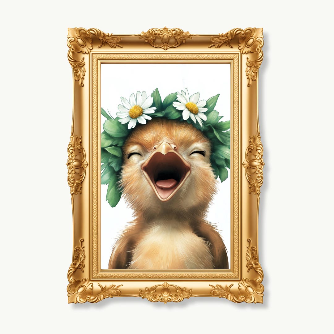 Smiling Baby Chick Nursery Wall Art | Smiling Chick With Flower Crown ...