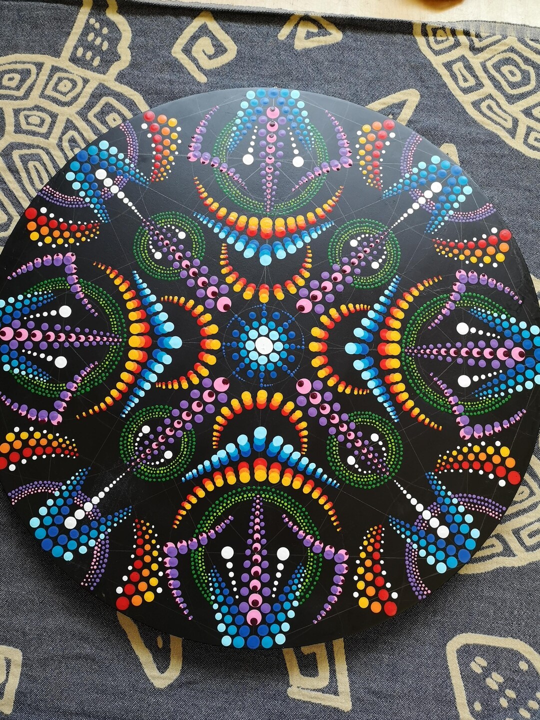 Psychedelic Dot Mandala Wooden Art, 60cm - Etsy