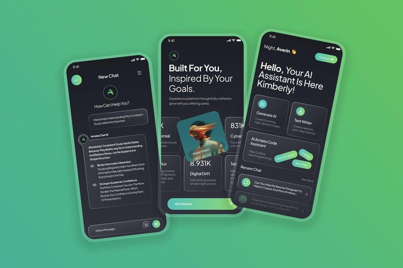 AI Assistant UI Kit Figma Mobile App Chatbot Interface Design Template ...