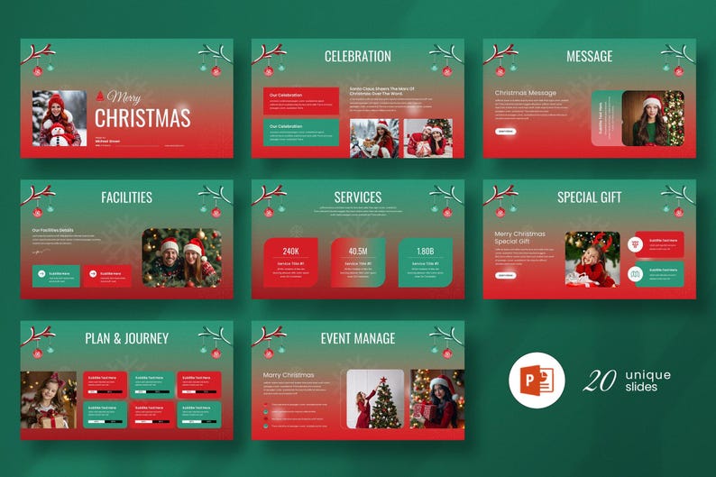 Christmas Powerpoint Template Presentation, Merry Xmas Holiday Slides ...