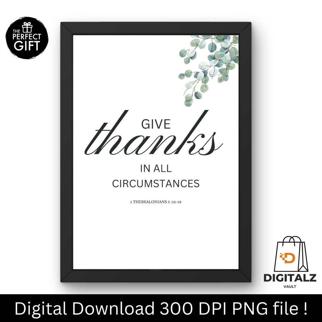 Give Thanks Bible Verse Wall Art | Christian Printable Scripture Quote ...