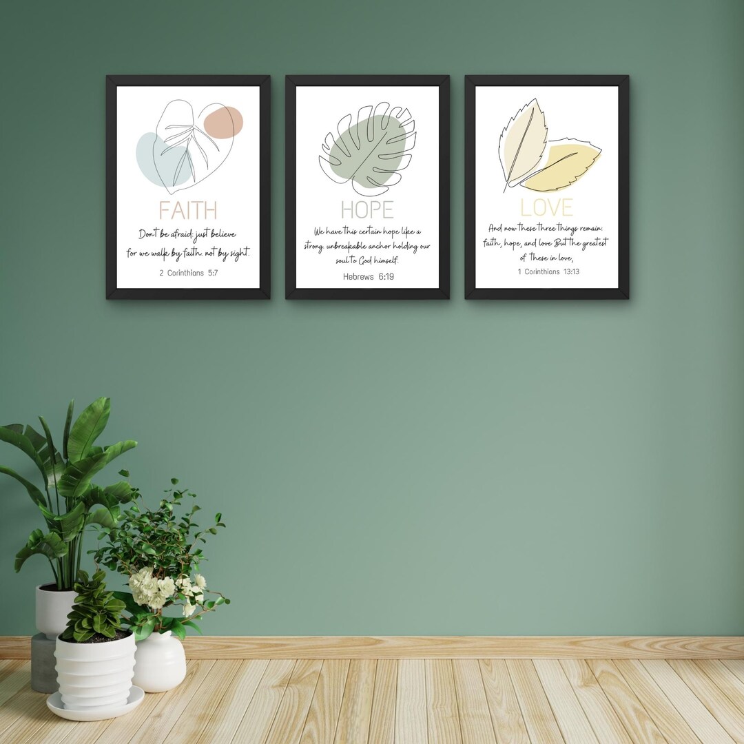 Faith Hope Love Bible Verse Wall Art Set |christian Minimalist ...