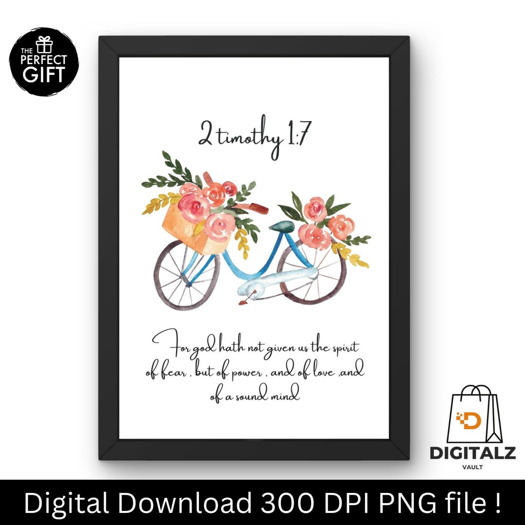 2 Timothy 1:7 Bible Verse Wall Art | Christian Scripture Printable ...
