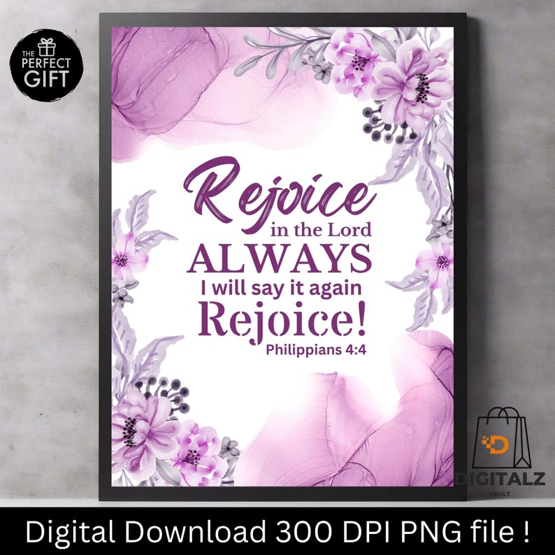 Philippians 4:4 Wall Art Printable | Rejoice in the Lord Always ...