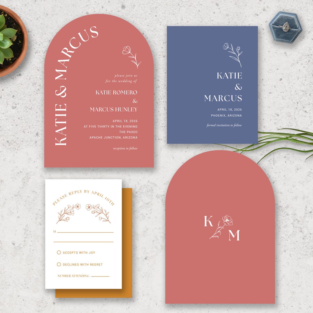 Southwestern Arch Shape Wedding Invitation & RSVP: Desert Sky - Etsy
