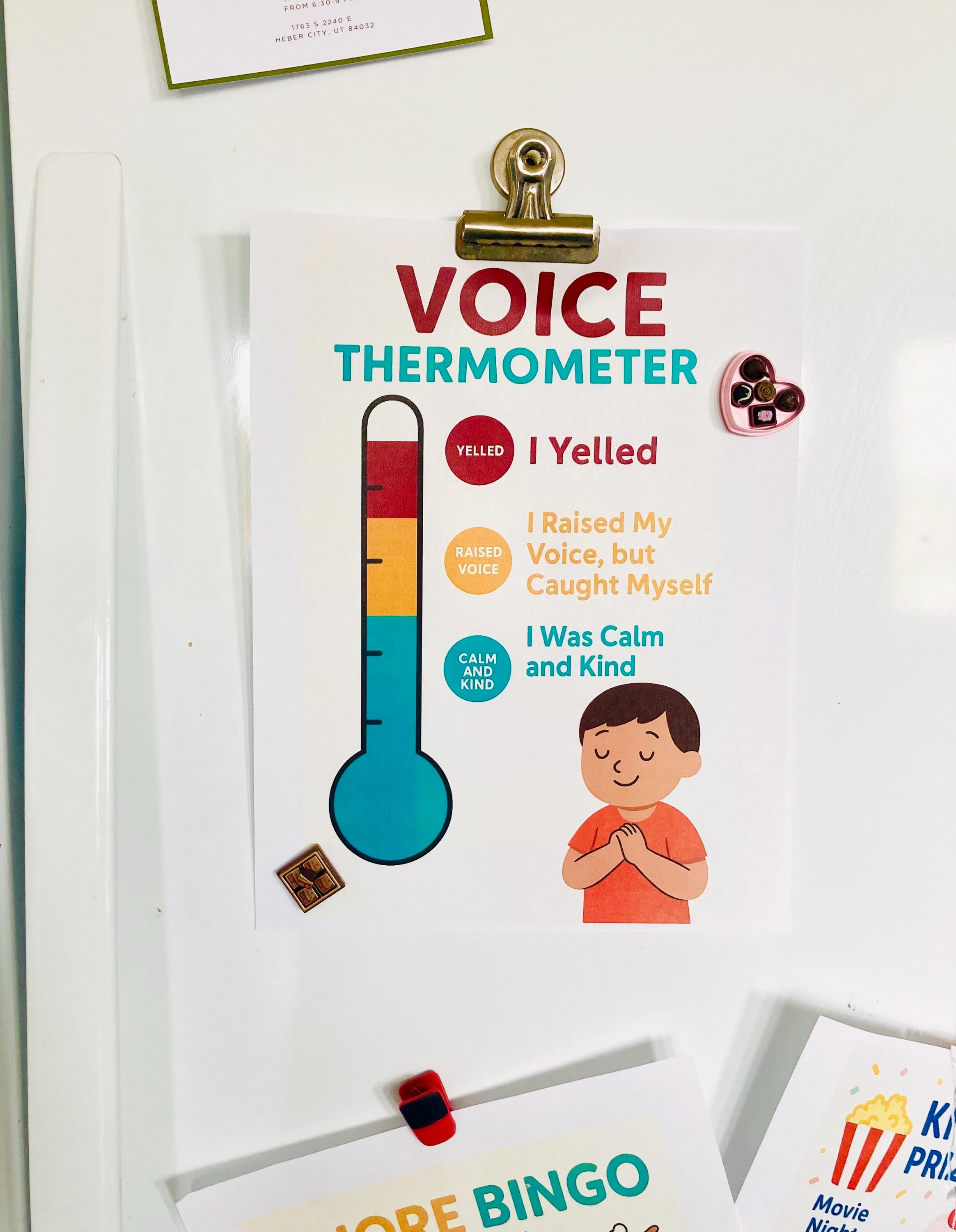 Kids Voice Thermometer Printable Chart – Calm Down Tool, Emotion ...