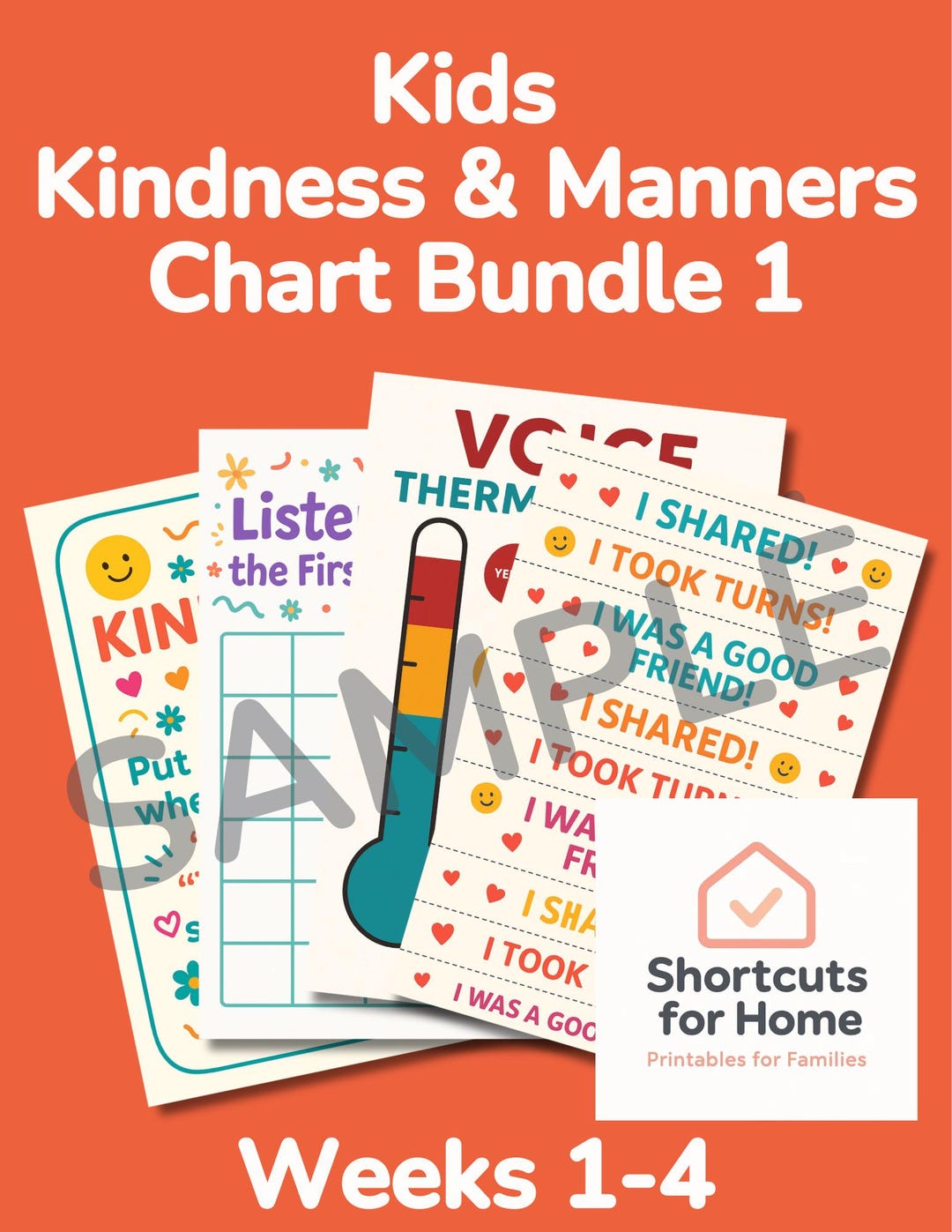 Printable Kindness & Manners Charts for Kids – Weeks 1–4 Mini Bundle ...